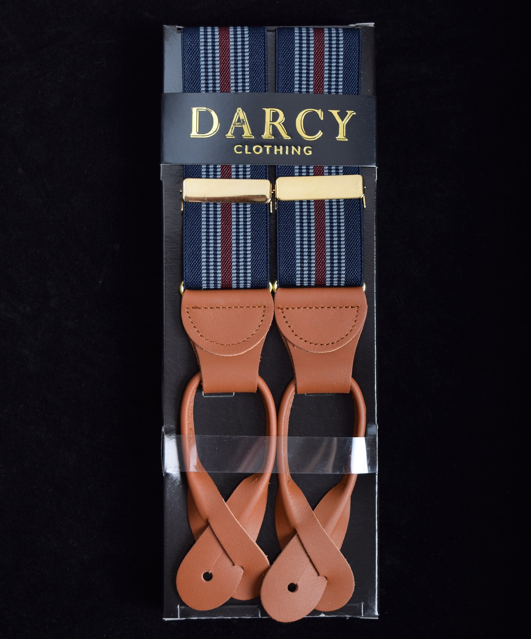 Striped Tan/Brown Runner End Button-On Braces (BR717) – Darcy Clothing