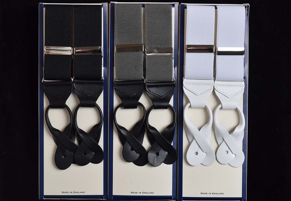 Plain Coloured Button-On Braces with Leather Runner Ends(BR715) – Darcy ...