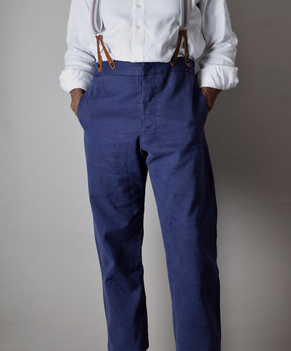 Washed Blue Cotton Drill Fishtail Back Work Trousers (TR100) – Darcy ...