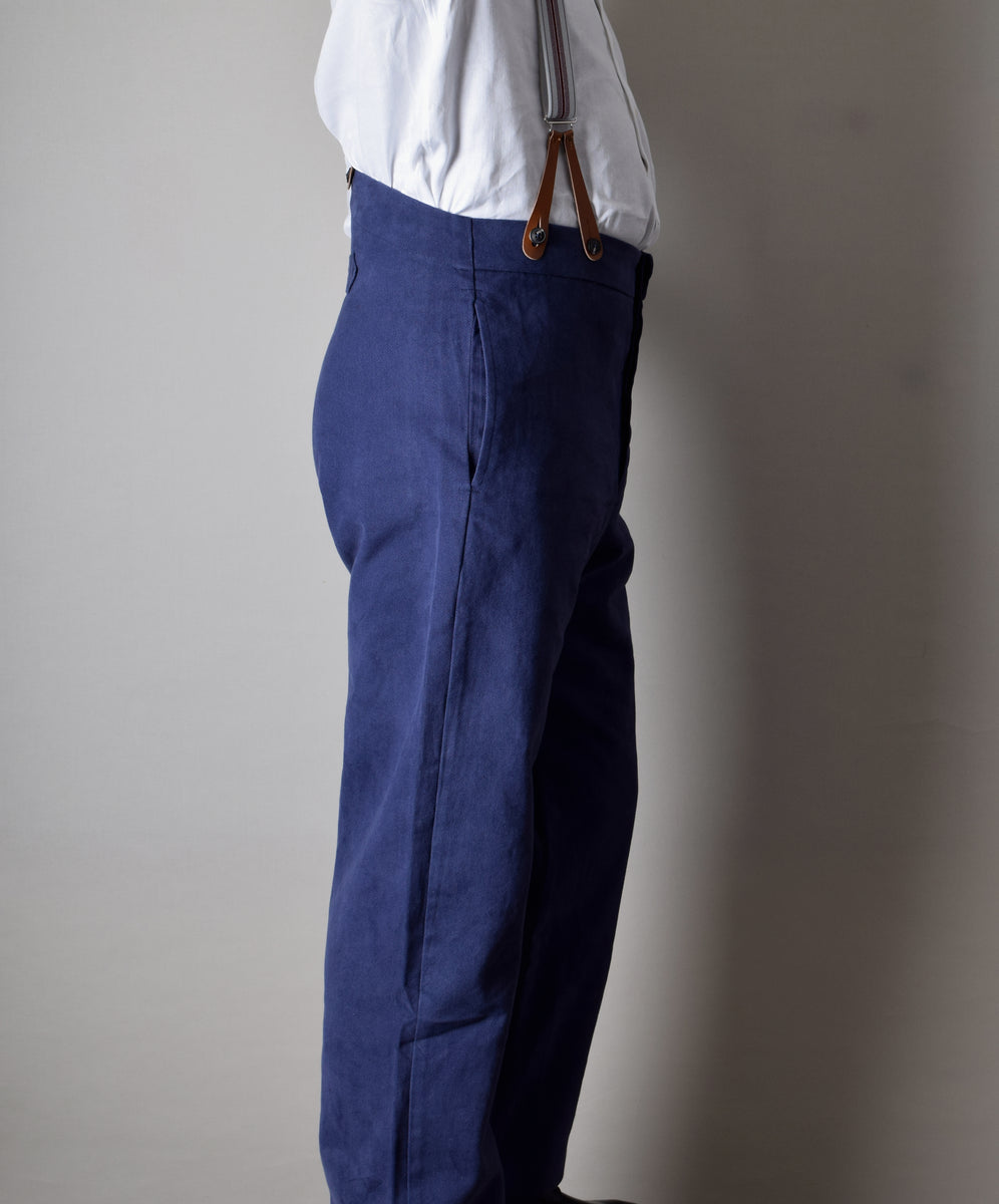 Washed Blue Cotton Drill Fishtail Back Work Trousers (TR100) – Darcy ...
