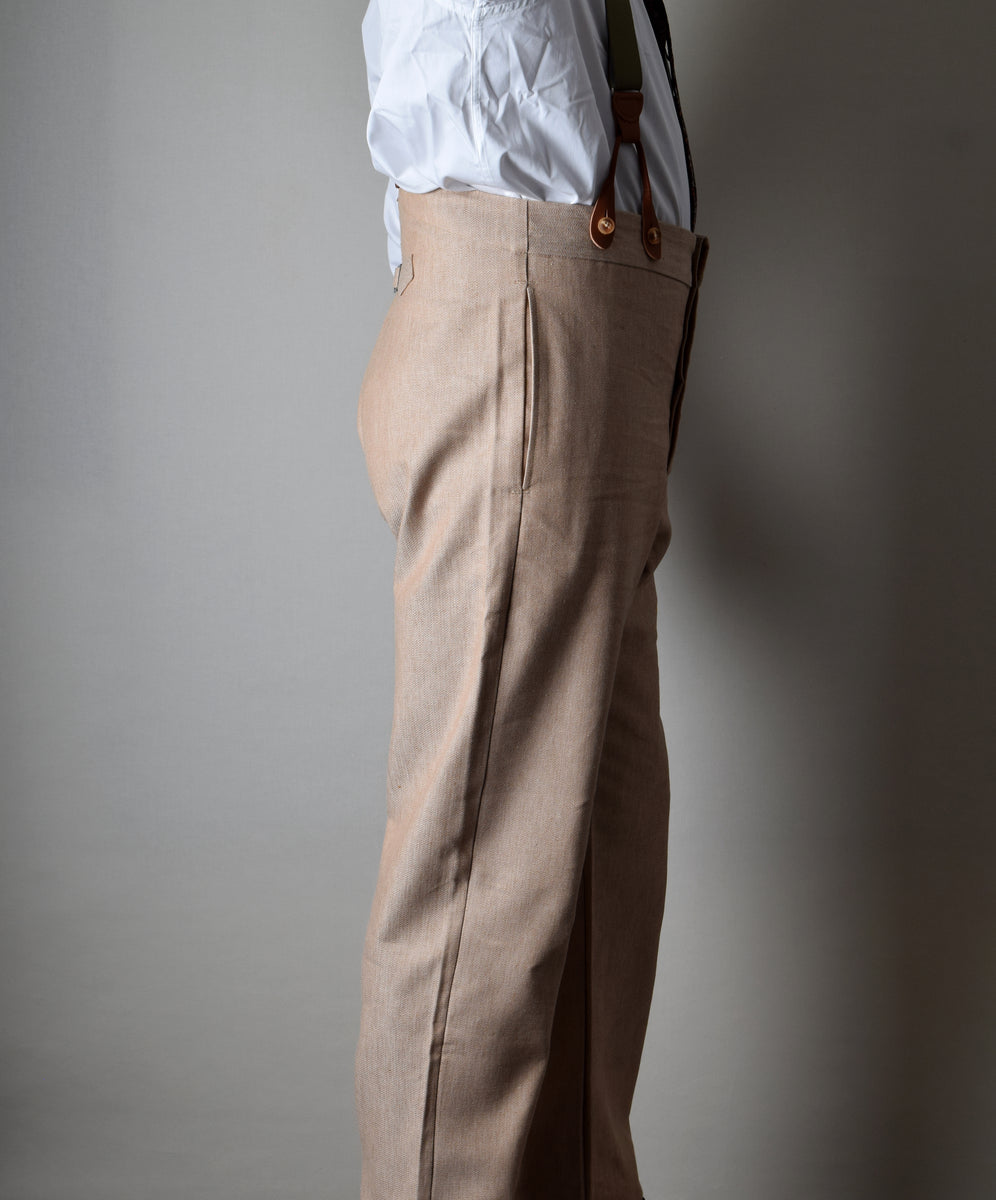Cotton/Linen Biscuit Fishtail Back Trousers (TR450) – Darcy Clothing