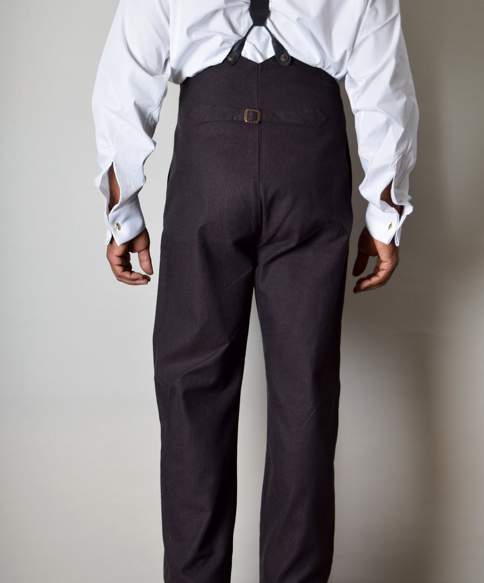 Dark Brown Brushed Cotton Herringbone Fishtail Back Trousers (TR420 ...