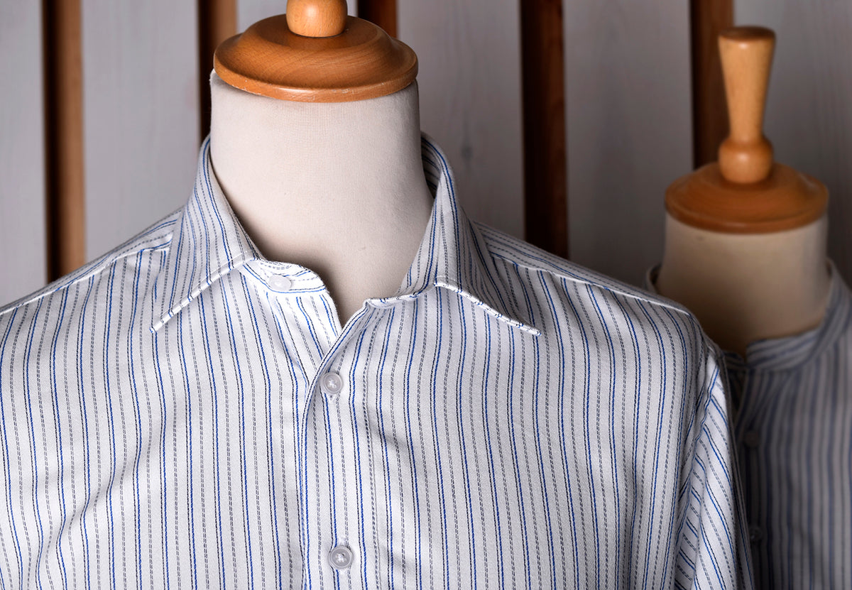 Collar Attached Blue/Black Striped Workshirt (SH220CAB) – Darcy Clothing